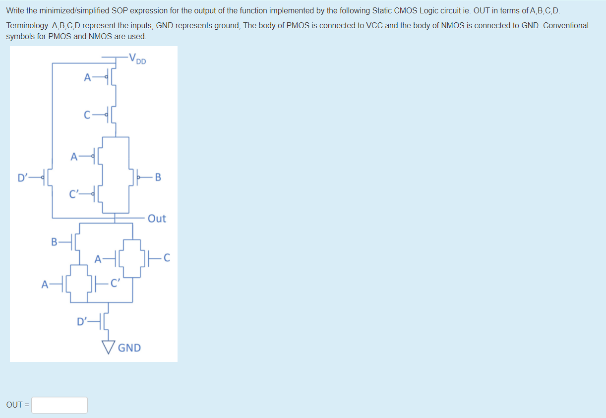 Solved Write the minimized/simplified SOP expression for the | Chegg.com