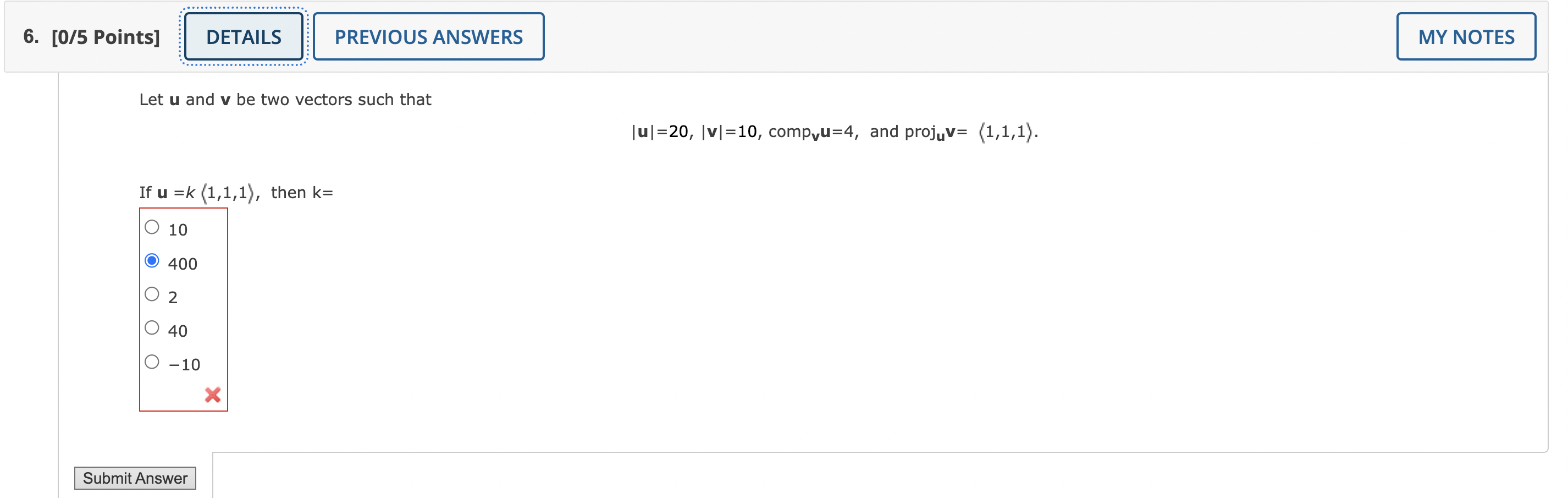 Solved Let u and v be two vectors such that | Chegg.com
