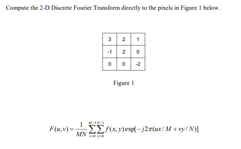 Solved Compute the 2-D Discrete Fourier Transform directly | Chegg.com