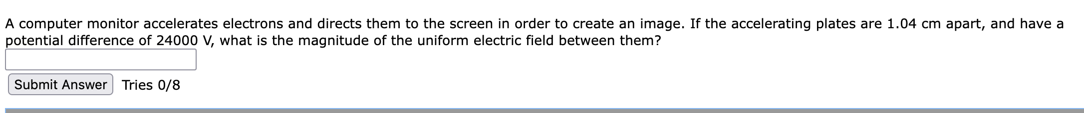 Solved A computer monitor accelerates electrons and directs | Chegg.com