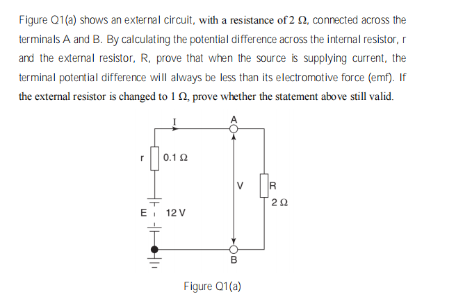 Solved Figure Q1(a) shows an external circuit, with a | Chegg.com
