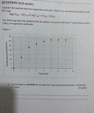 Solved Consider the reaction between magnesium carbonate; | Chegg.com
