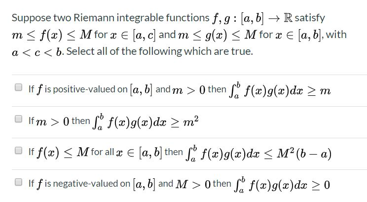Solved Suppose two Riemann integrable functions f,g: [a, b] | Chegg.com