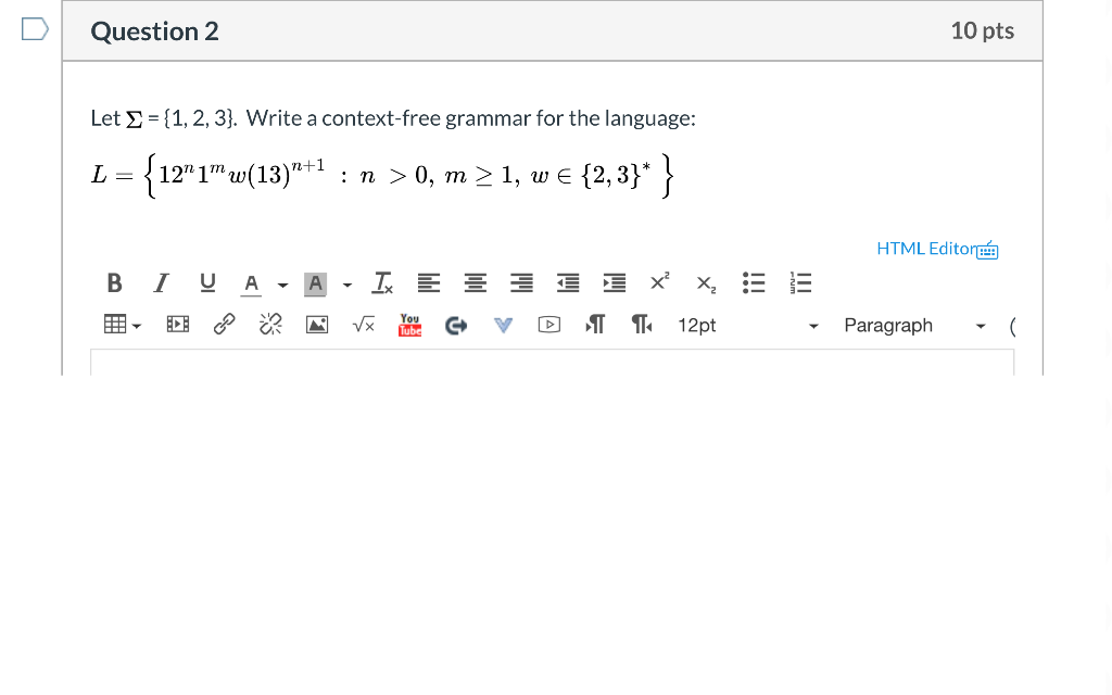 Solved Q2) Let Σ = {1,2,3}. Write a context-free grammar for | Chegg.com