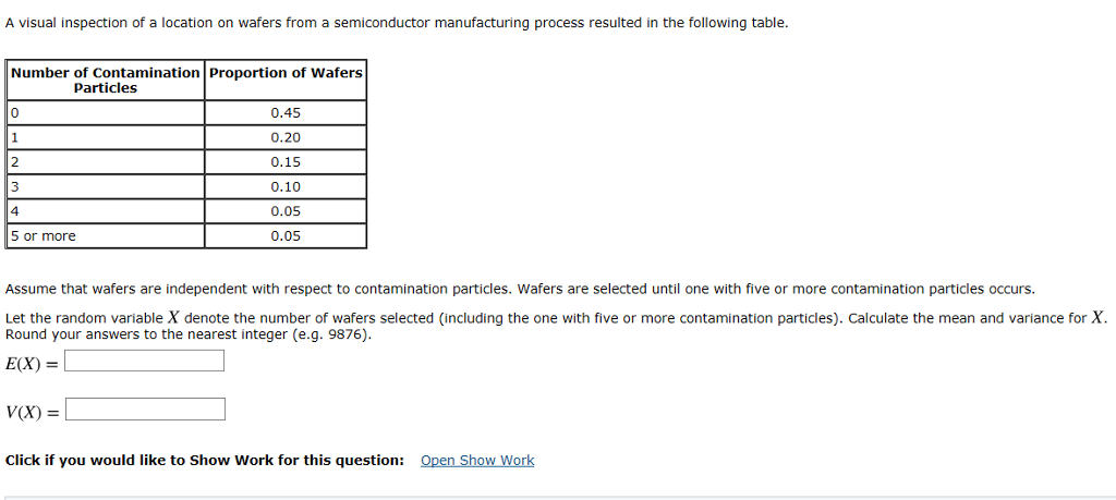 Solved A visual inspection of a location on wafers from a | Chegg.com