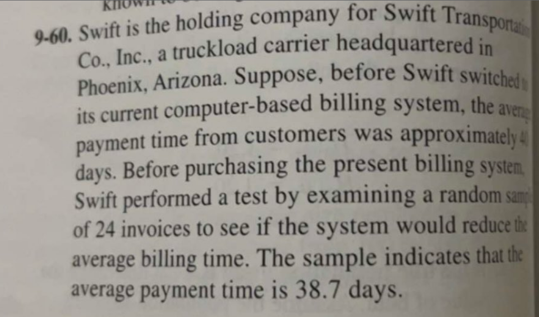 Solved 9-60. Swift is the holding company for Swift | Chegg.com