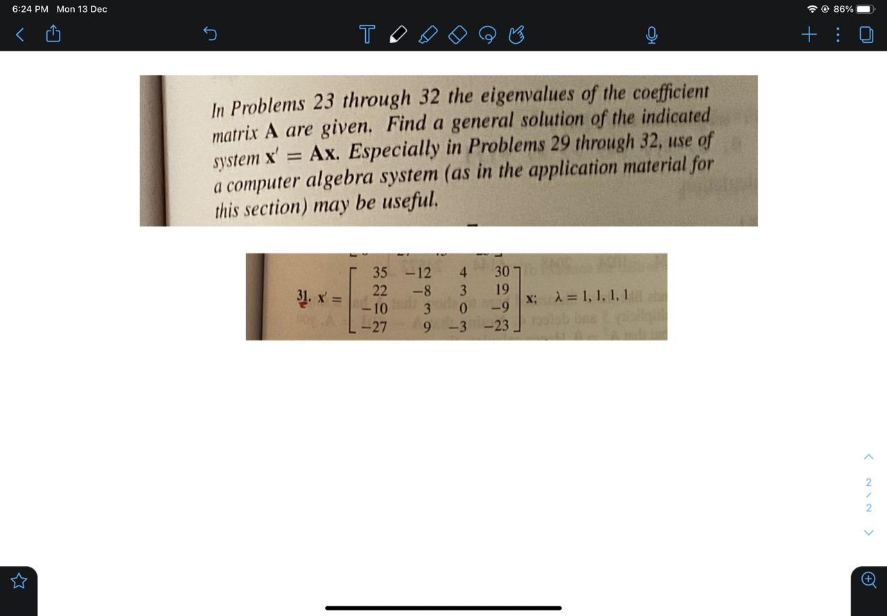 Solved 6:24 PM Mon 13 Dec SO 86% T + : In Problems 23 | Chegg.com