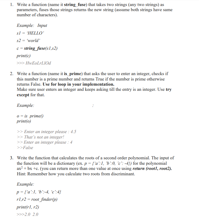 Solved 1 Write A Function Name It String Fuse That Takes 6419