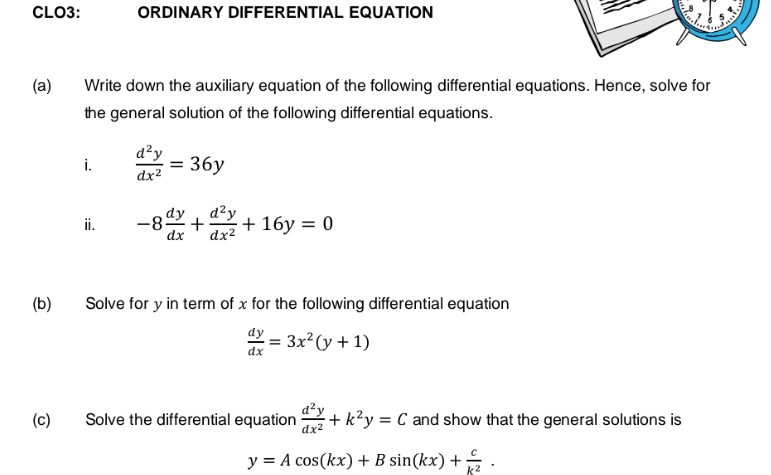 Solved (a) Write down the auxiliary equation of the | Chegg.com