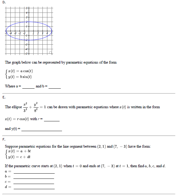 Solved D. The graph below can be represented by parametric | Chegg.com