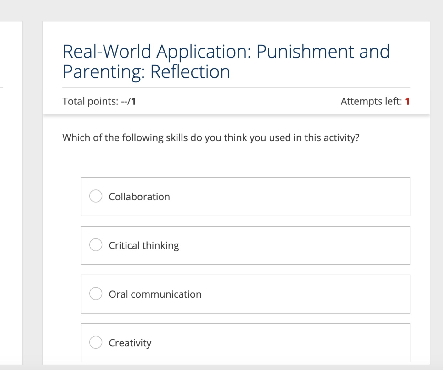 Solved Real-World Application: Punishment and Parenting: | Chegg.com