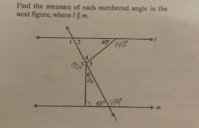 Solved Find the measure of each numbered angle in the next | Chegg.com