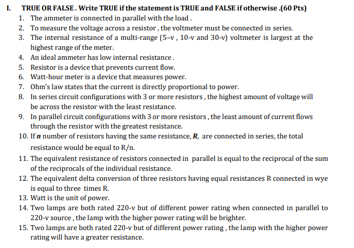 Solved TRUE OR FALSE. Write TRUE if the statement is TRUE | Chegg.com