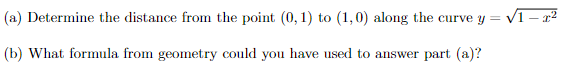 Solved (a) Determine the distance from the point (0,1) to | Chegg.com