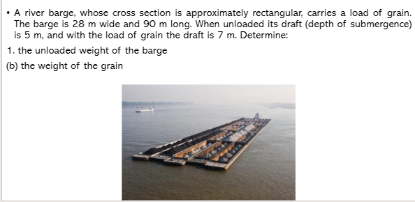 Solved A river barge, whose cross section is approximately | Chegg.com