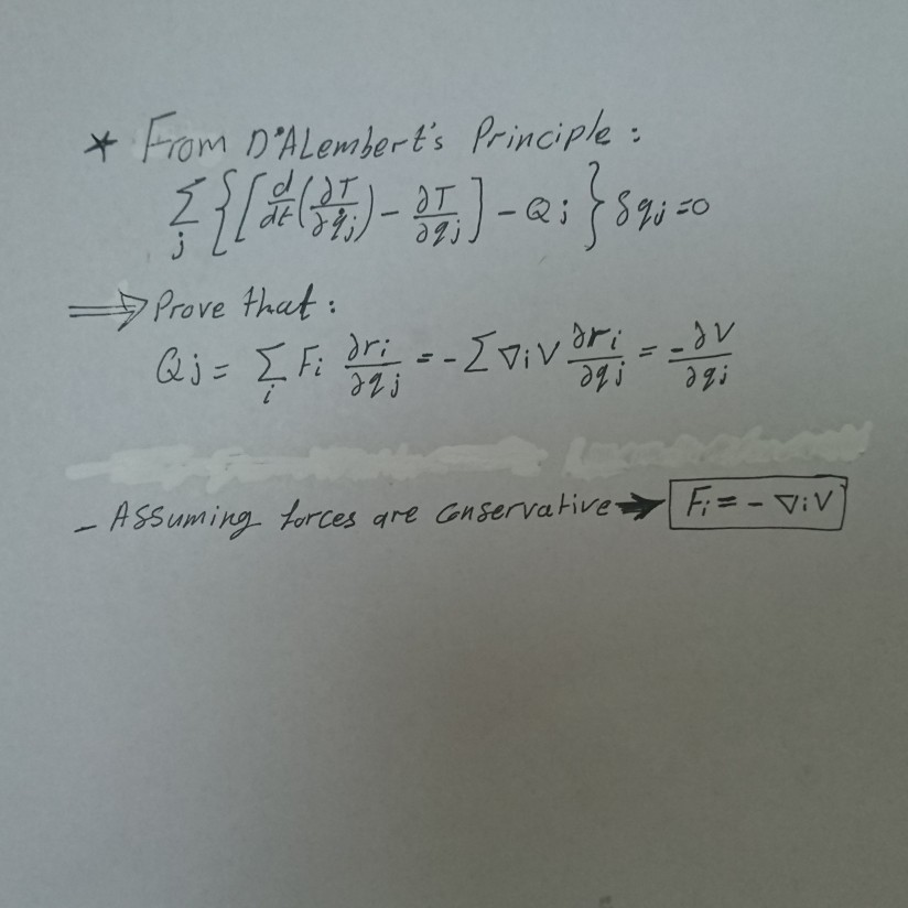 Solved * From D'Alembert's Principle : {{[di(35) - 27:) | Chegg.com