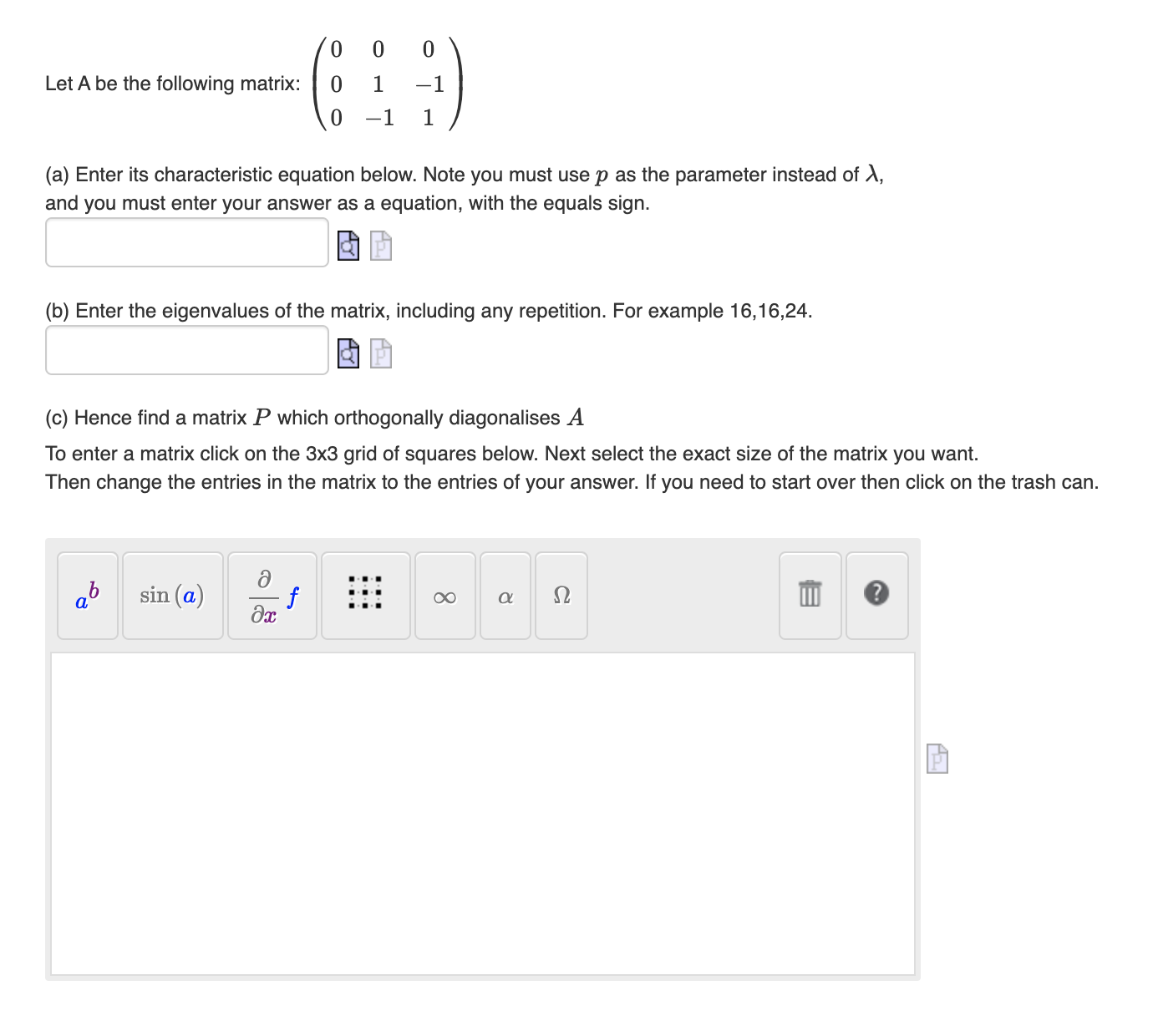 Solved Let A ﻿be the following matrix: | Chegg.com