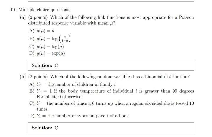 Solved 10. Multiple choice questions (a) (2 points) Which of | Chegg.com