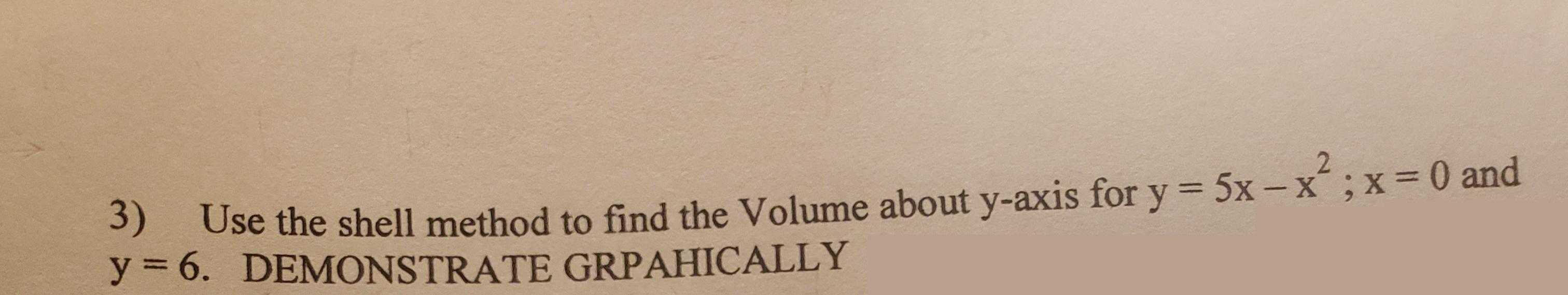 Solved Use the shell method to find the volume about y-axis | Chegg.com