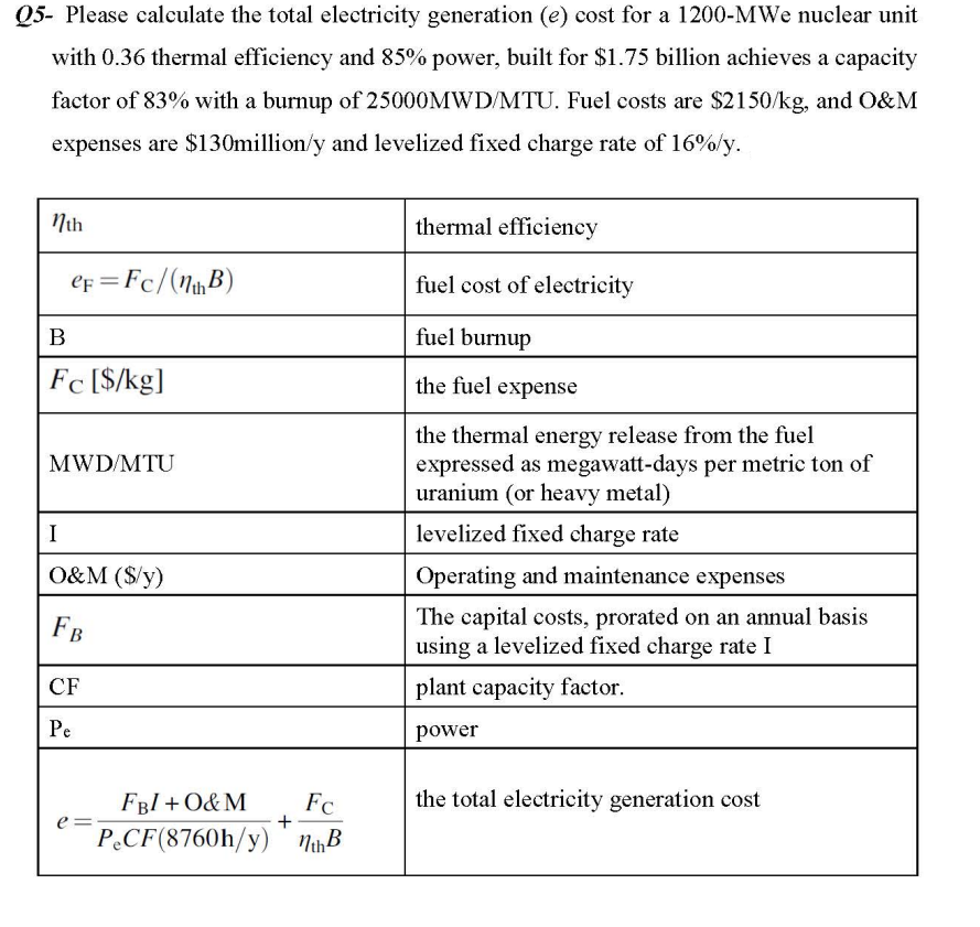 Solved 25- Please calculate the total electricity generation | Chegg.com