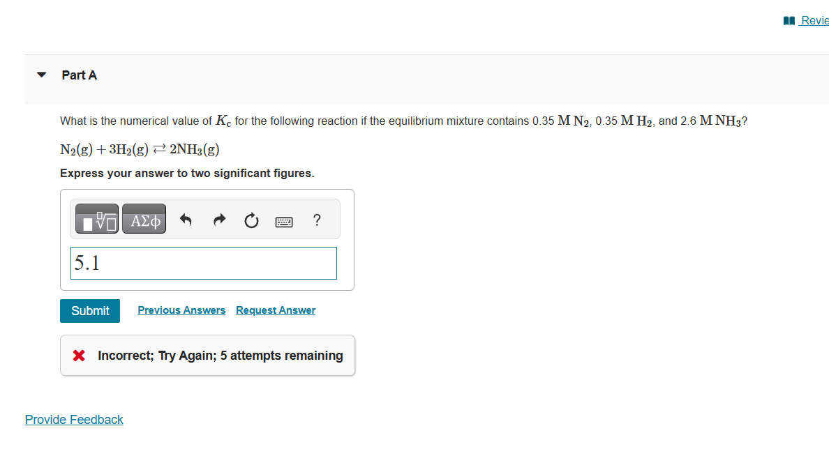 Solved What is the numerical value of Kc for the following | Chegg.com