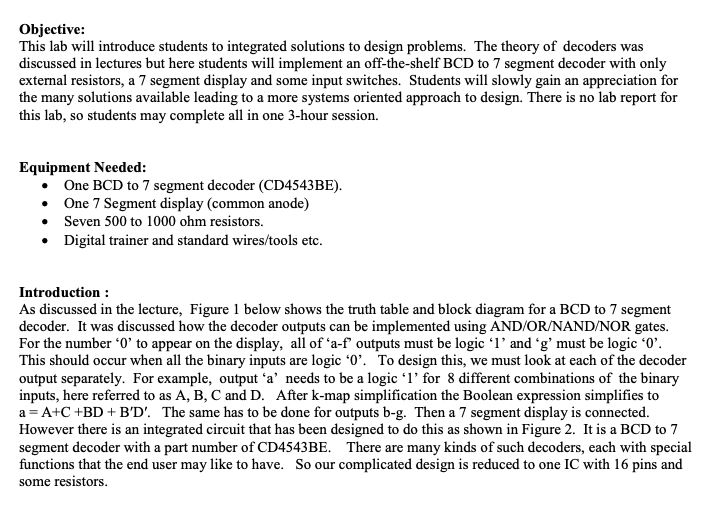 Objective: This lab will introduce students to | Chegg.com