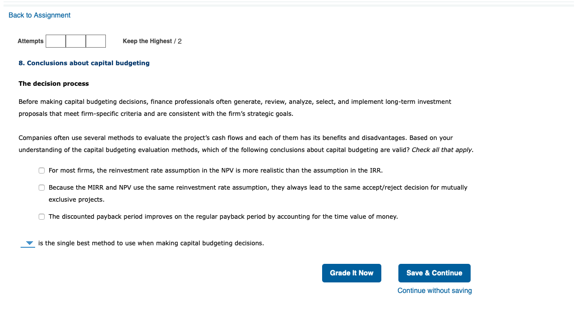 Solved Back to Assignment Attempts Keep the Highest / 2 8. | Chegg.com