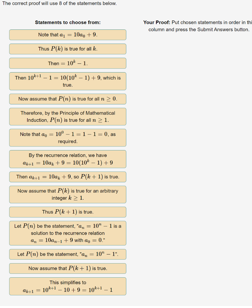 By dragging statements from the left column to the | Chegg.com