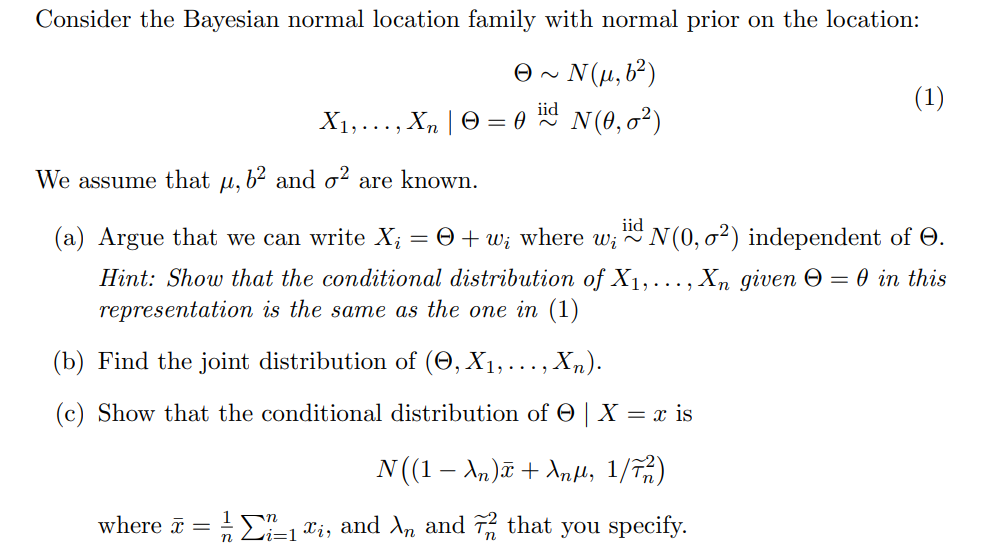 Solved Consider the Bayesian normal location family with | Chegg.com