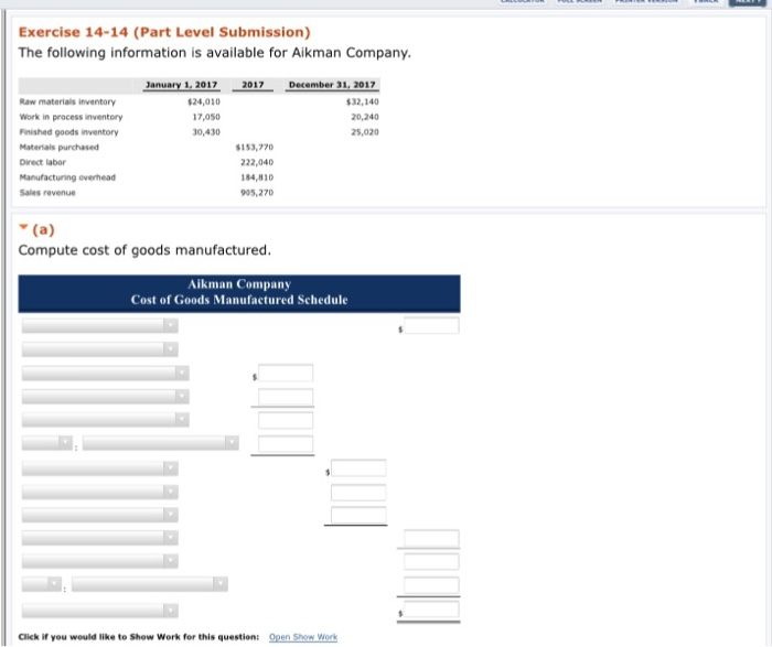 Solved Exercise 14-14 (Part Level Submission) The following | Chegg.com