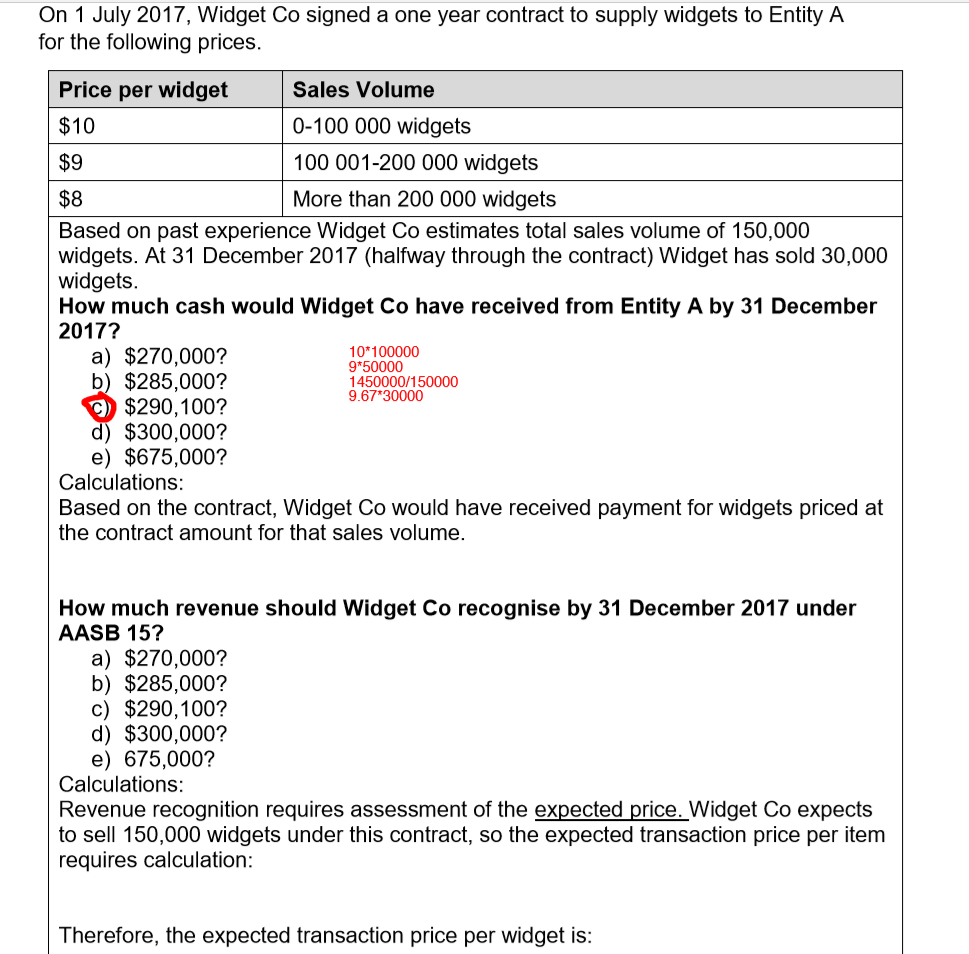 On 1 July 2017, Widget Co signed a one year contract | Chegg.com