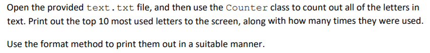 Solved Open the provided text.txt file, and then use the | Chegg.com