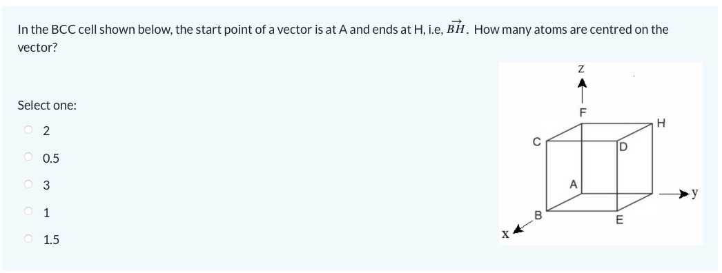 Solved In the BCC cell shown below, the start point of a | Chegg.com