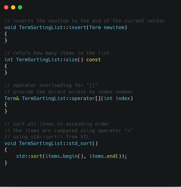 Solved 5. Open term.cpp with your preferred text editor and | Chegg.com