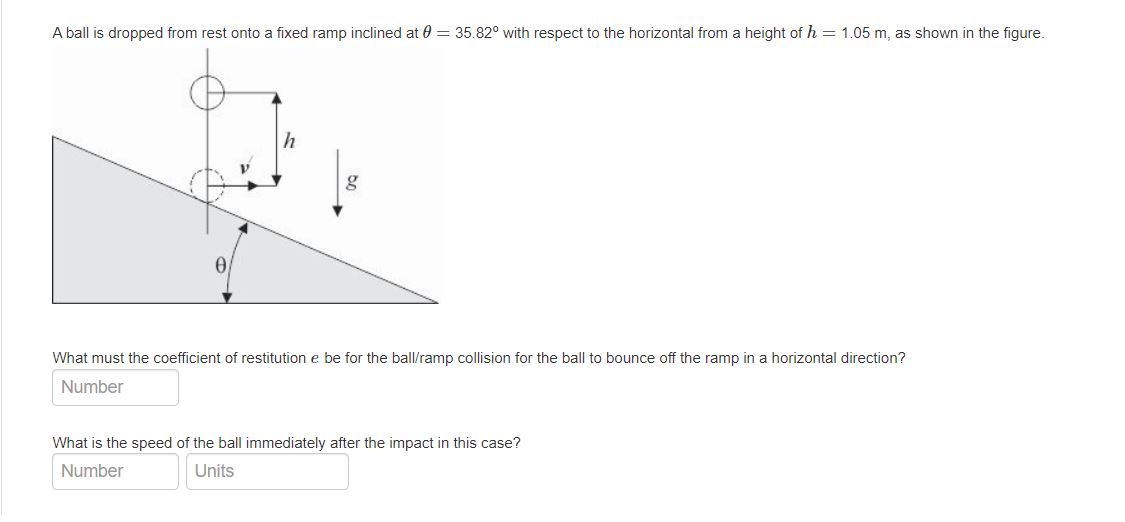 Solved A ball is dropped from rest onto a fixed ramp | Chegg.com
