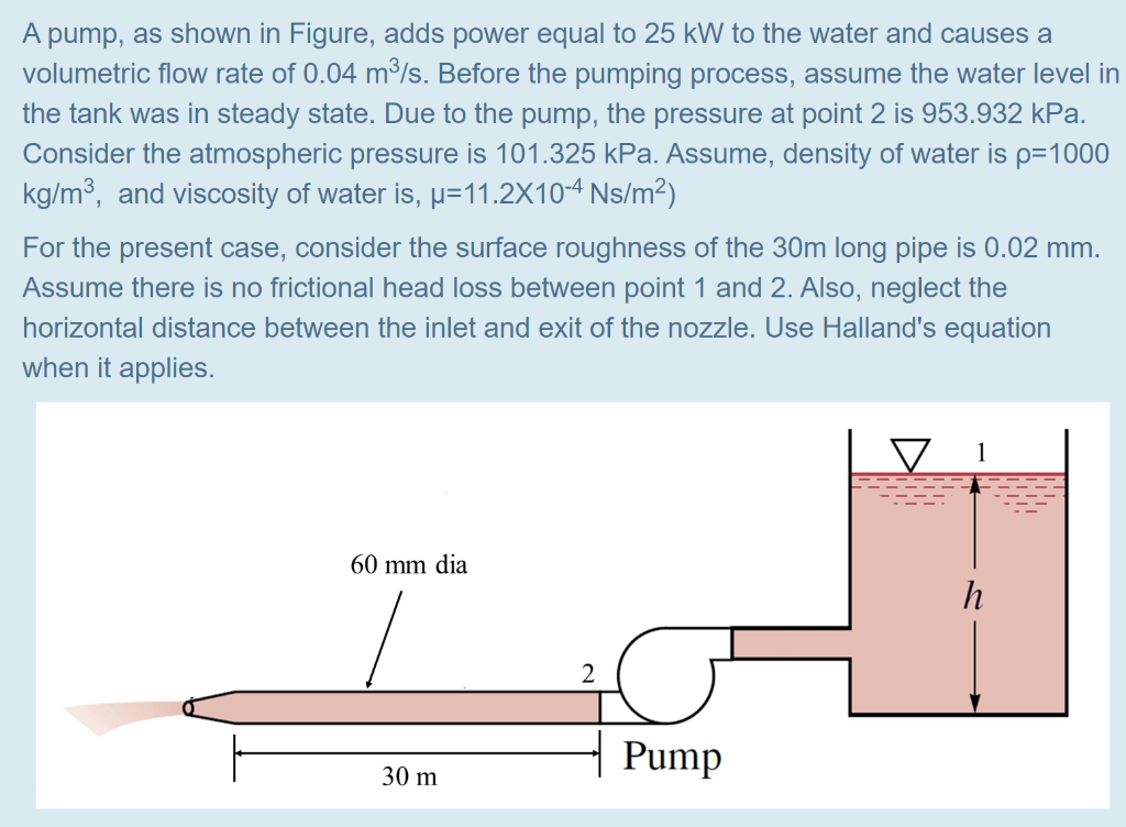 Solved A pump, as shown in Figure, adds power equal to 25 kW | Chegg.com