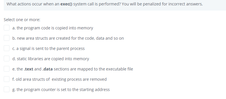 Solved What actions occur when an exec() system call is | Chegg.com