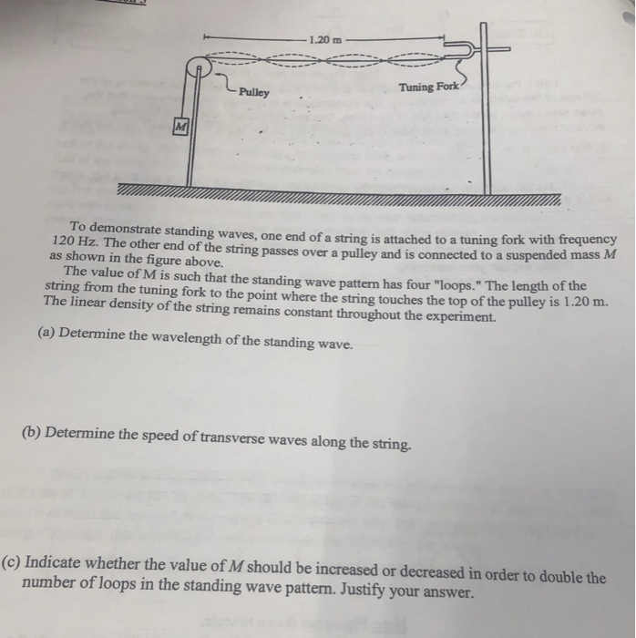 Solved Tuning Fork 120 Hz. The other end of the string | Chegg.com