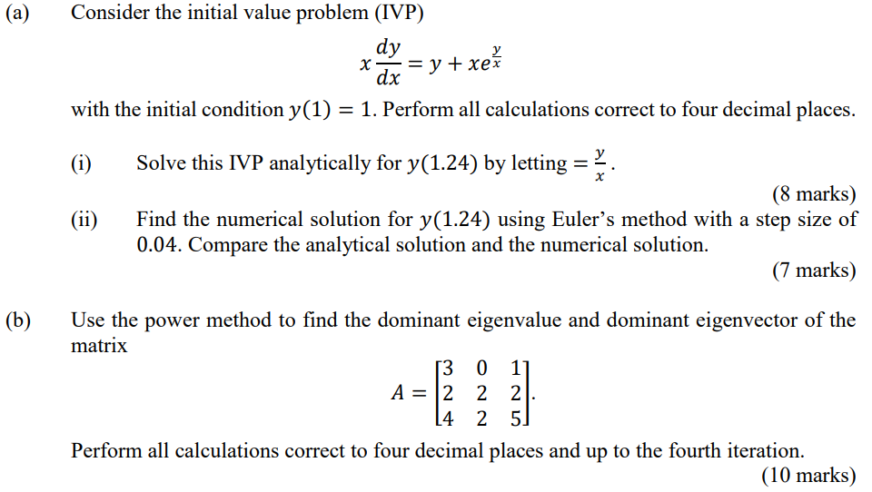 Solved (a) y Consider the initial value problem (IVP) dy x = | Chegg.com