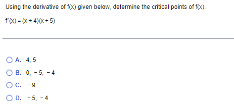 Solved Using the derivative of f(x) given below, determine | Chegg.com