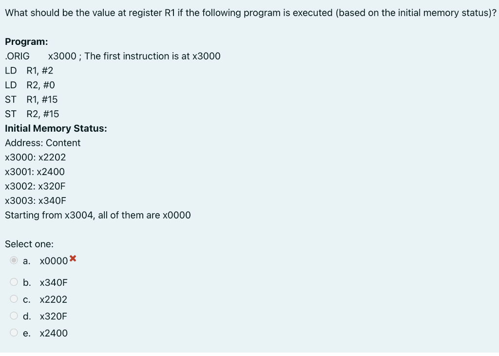 Solved What should be the value at register R1 if the | Chegg.com