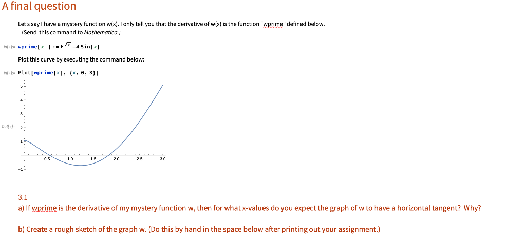 Solved Let's say I have a mystery function w(x). I only tell | Chegg.com