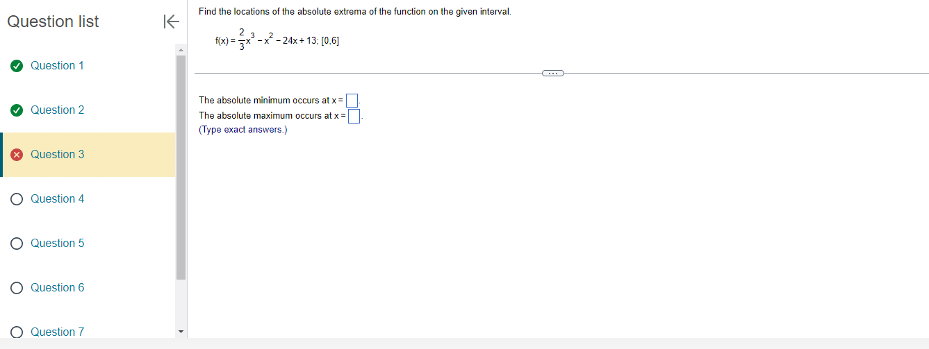 Solved destion list 1← Find the locations of the absolute | Chegg.com