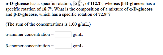 Solved Q-D-glucose has a specific rotation, [a]', of 112.2°, | Chegg.com