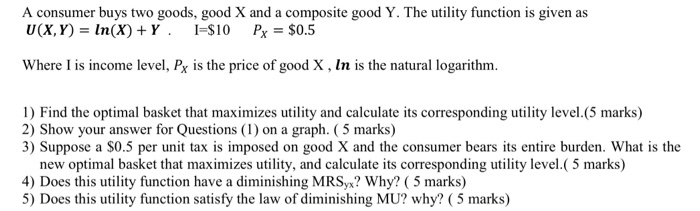 Solved A consumer buys two goods, good X and a composite | Chegg.com