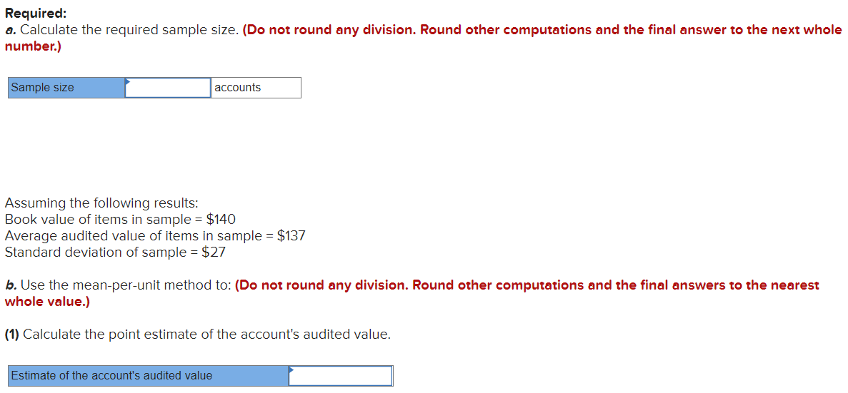 Solved Rachel Robertson wishes to use mean-per-unit sampling | Chegg.com