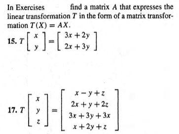 Solved In Exercises find a matrix A that expresses the | Chegg.com