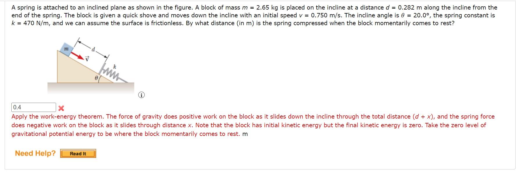 Solved A spring is attached to an inclined plane as shown in | Chegg.com