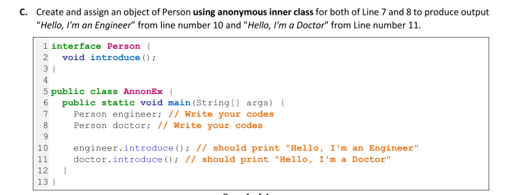 Solved C. Create and assign an object of Person using | Chegg.com