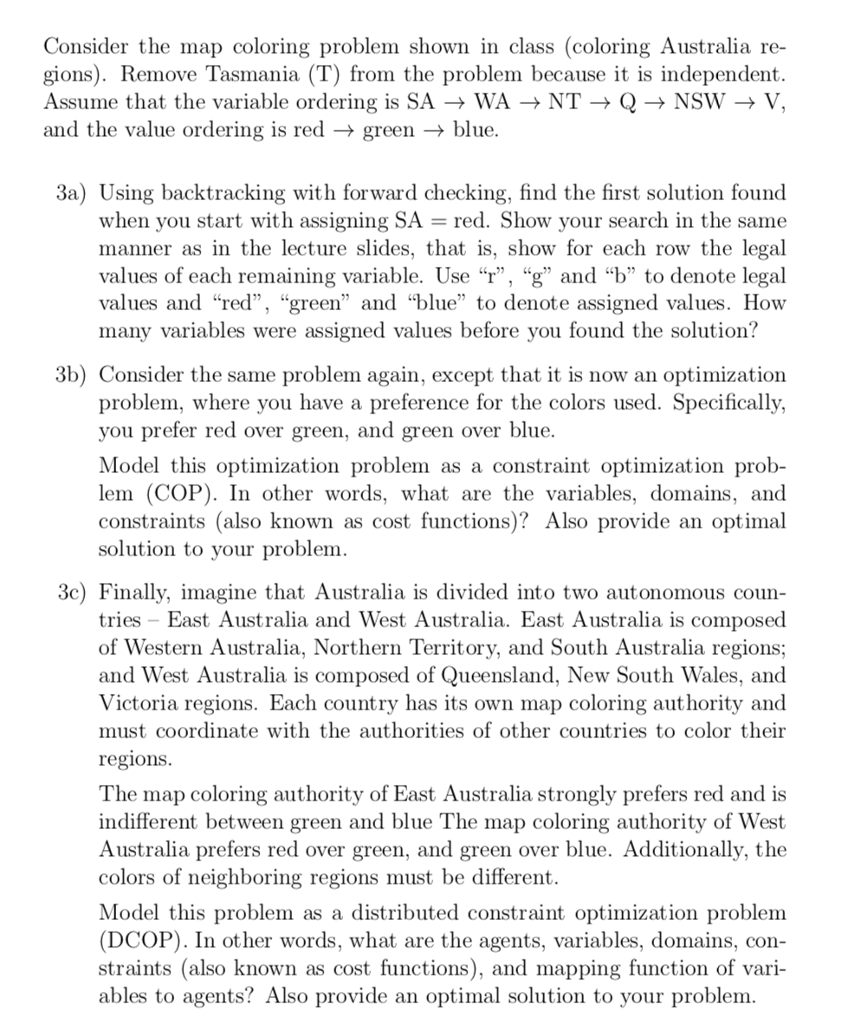 Solved Consider the map coloring problem shown in class | Chegg.com
